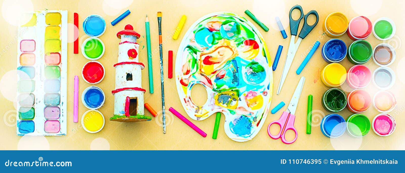 Banner a Set of Materials for Creativity and Drawing Hobbies. Stock ...