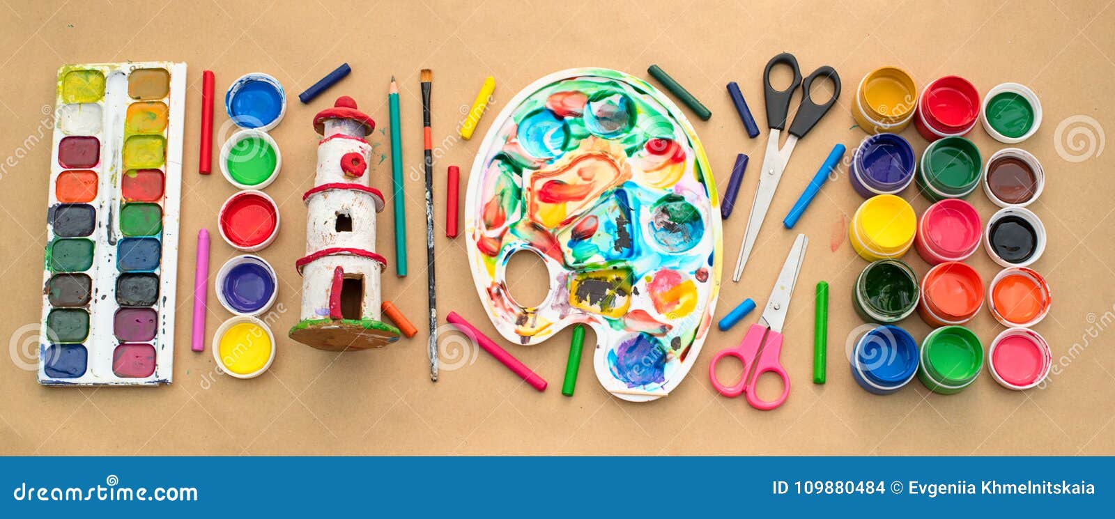 Banner a Set of Materials for Creativity and Drawing Hobbies. Stock ...