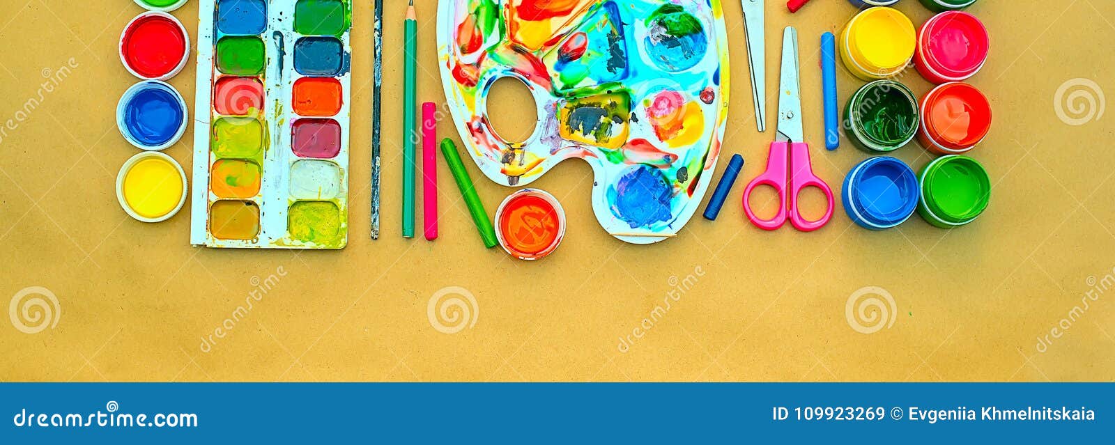 Banner a Set of Materials for Creativity and Drawing Hobbies. Stock ...