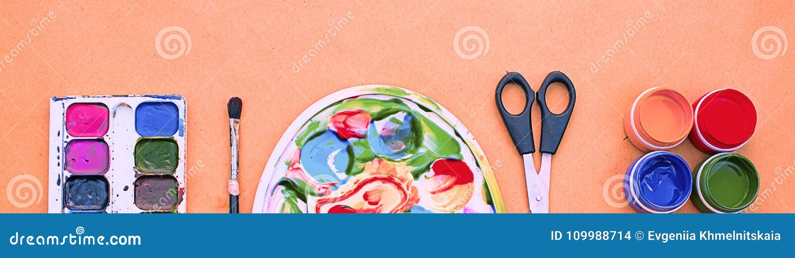 Banner a Set of Materials for Creativity and Drawing Hobbies. Stock ...