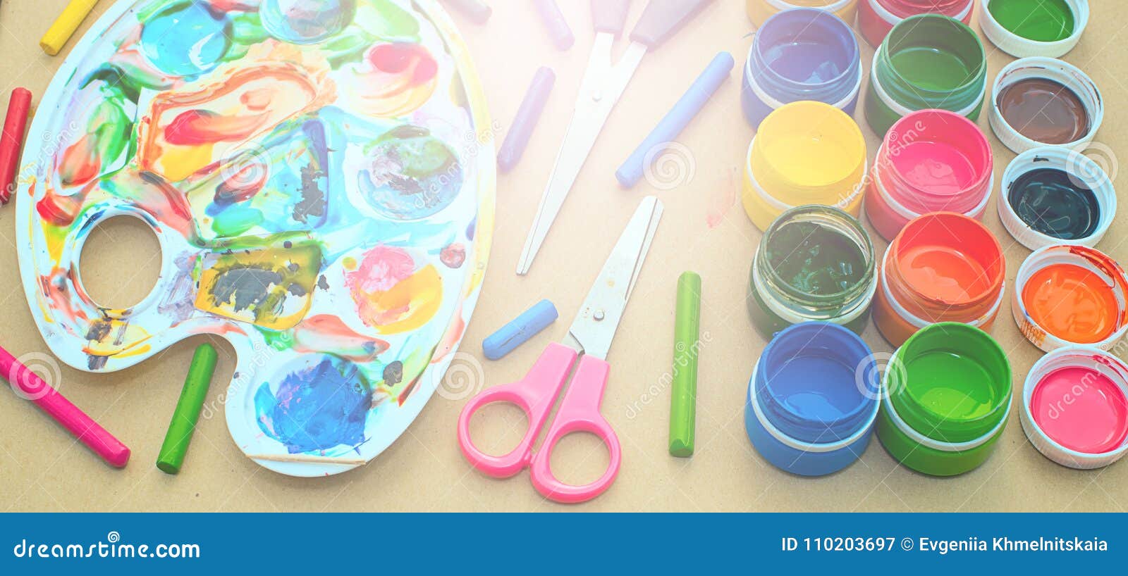 Banner a Set of Materials for Creativity and Drawing Hobbies. Stock ...