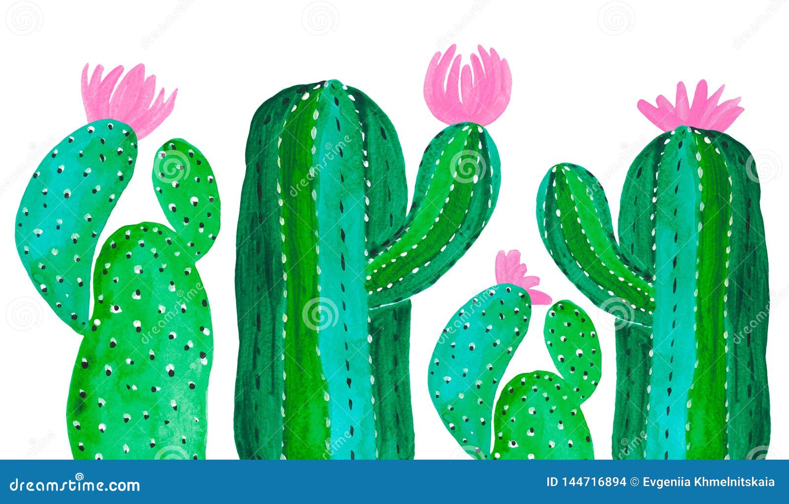 Banner Set Pattern Hand-painted Set of Decorative Cactus in Fantasy ...