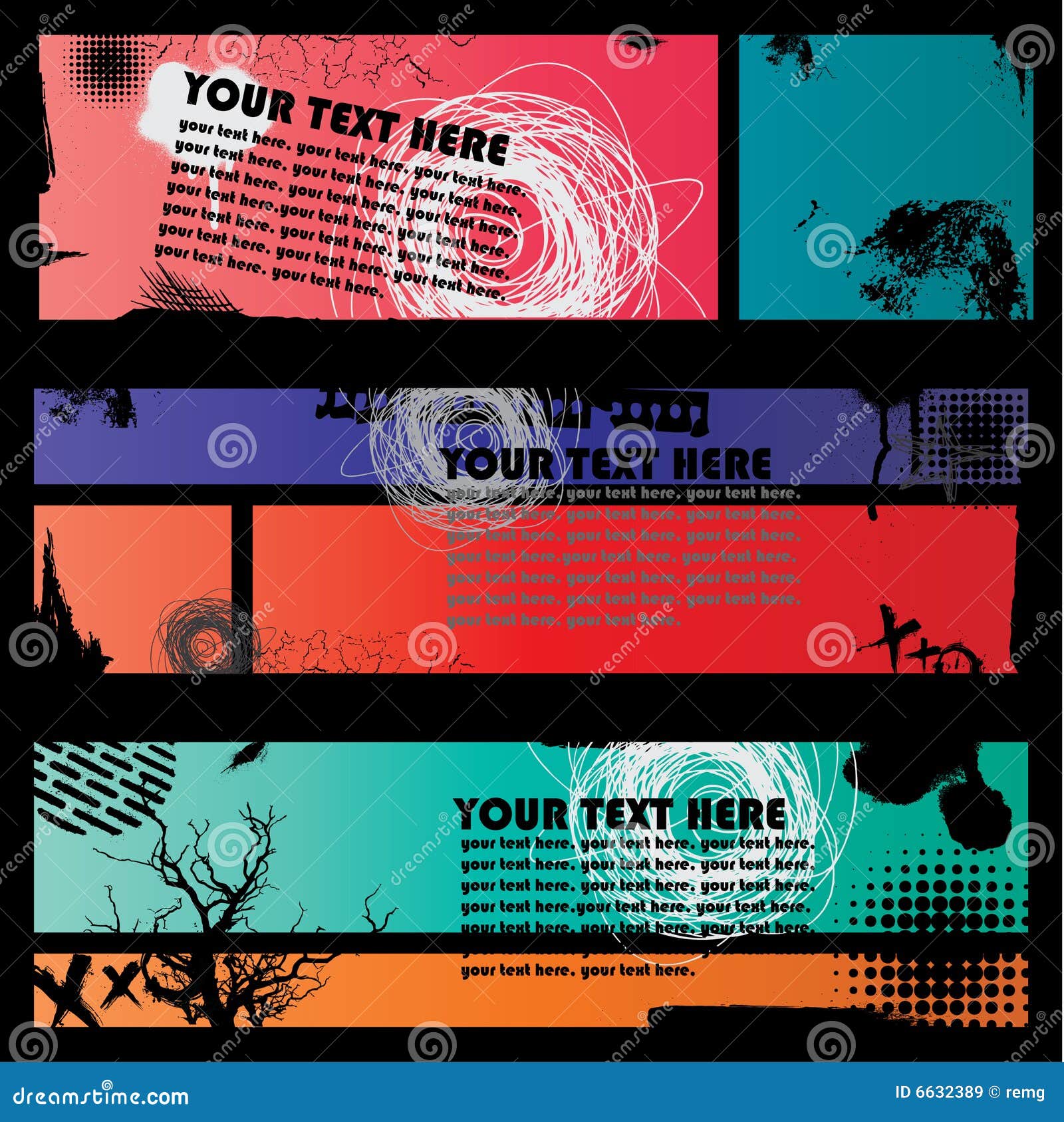 Banner set with scribble stock illustration. Illustration of floral ...