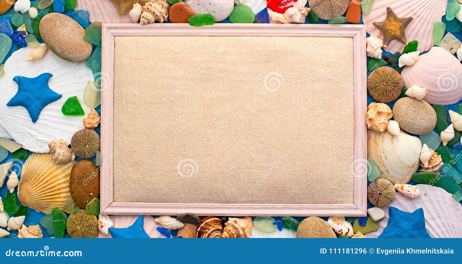 Banner Set Sea Shell Decorative Frame Place for Text. Stock Photo ...