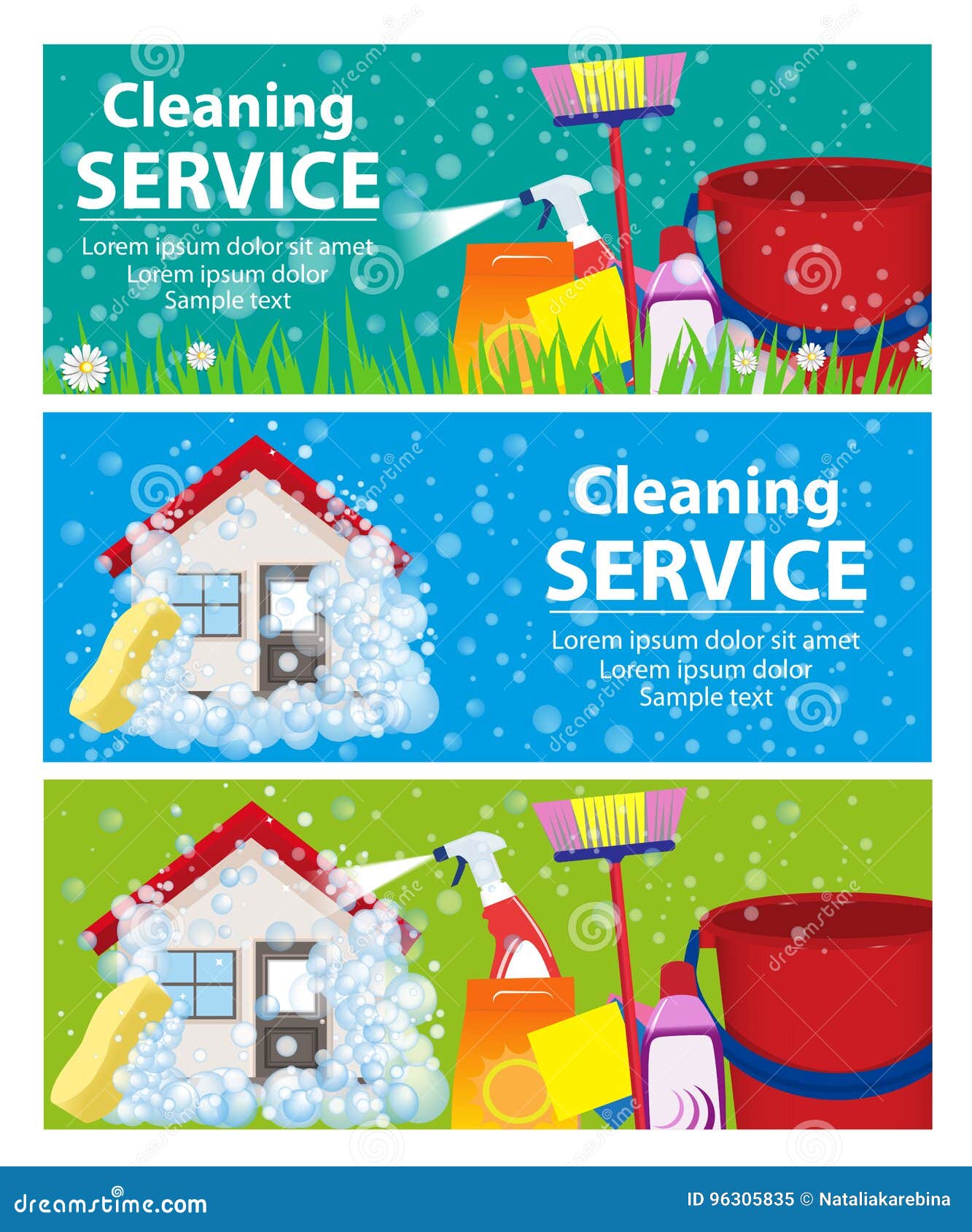 Banner Set Services Cleaning. a Clean House and Office Stock Vector ...
