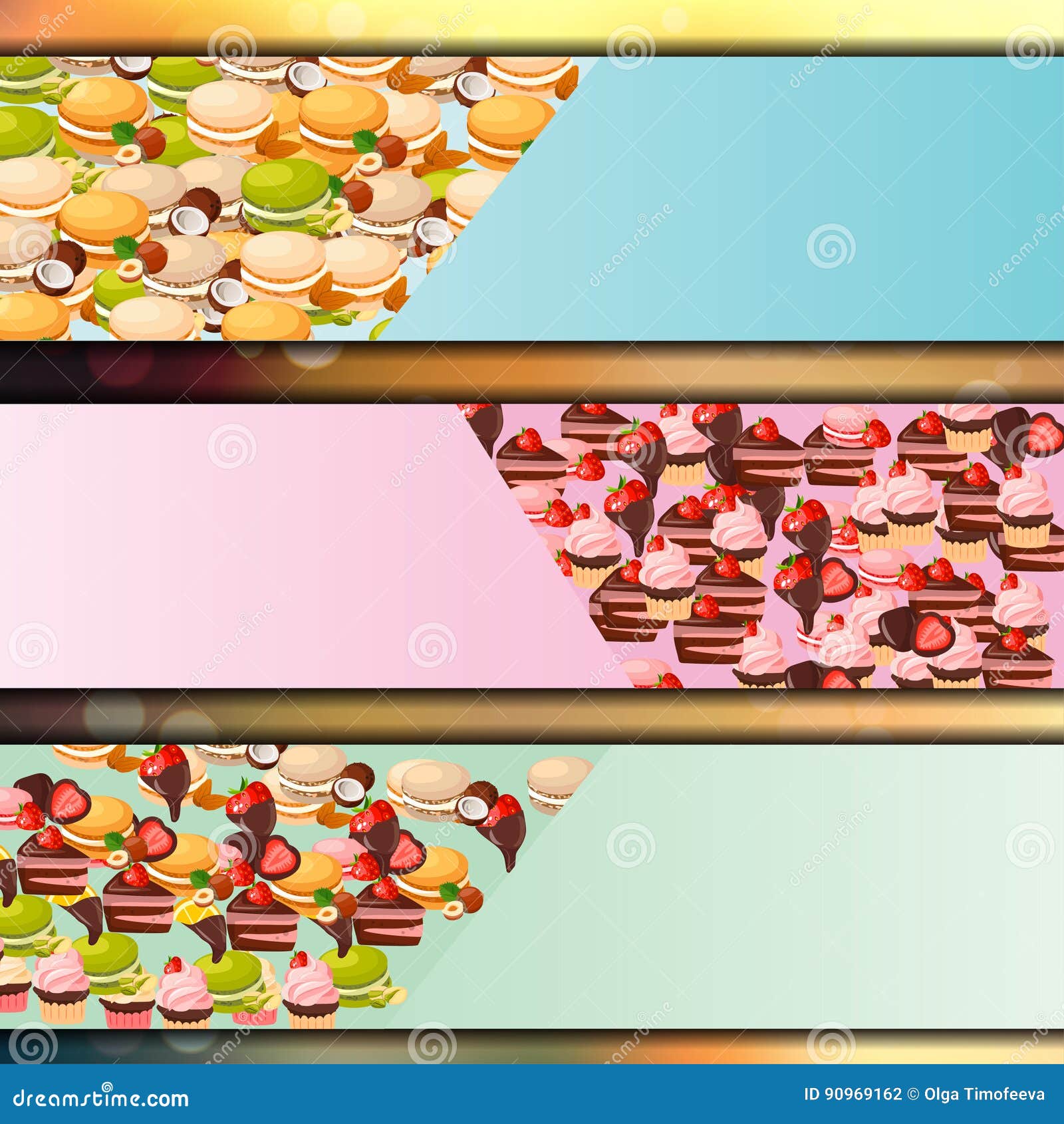 Banner set with sweets stock vector. Illustration of background - 90969162