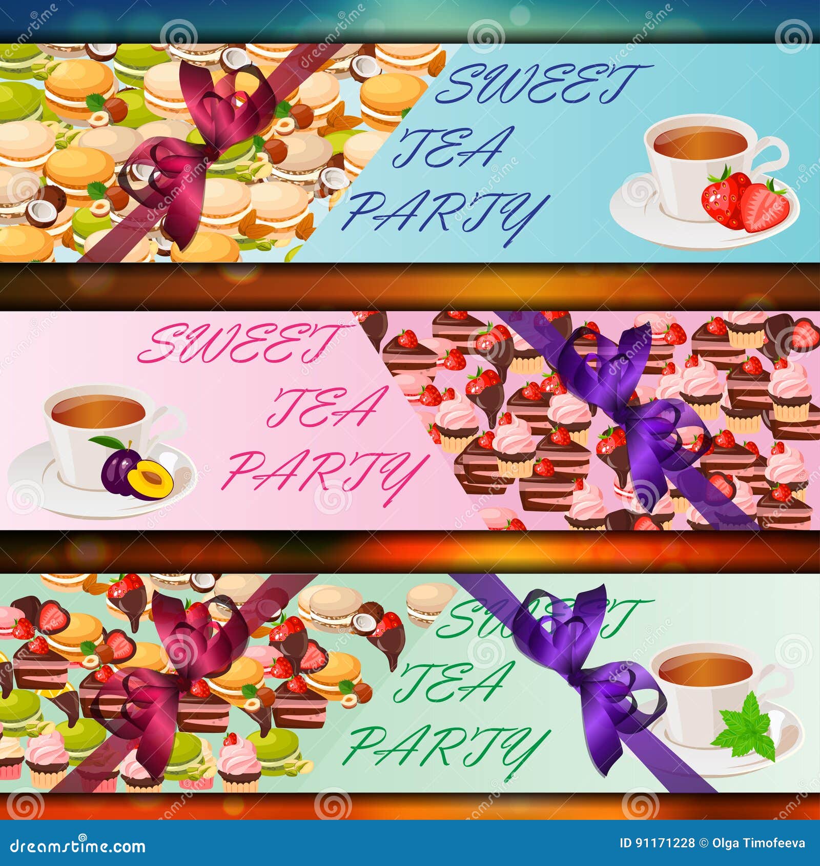 Banner set with sweets stock vector. Illustration of drawing - 91171228