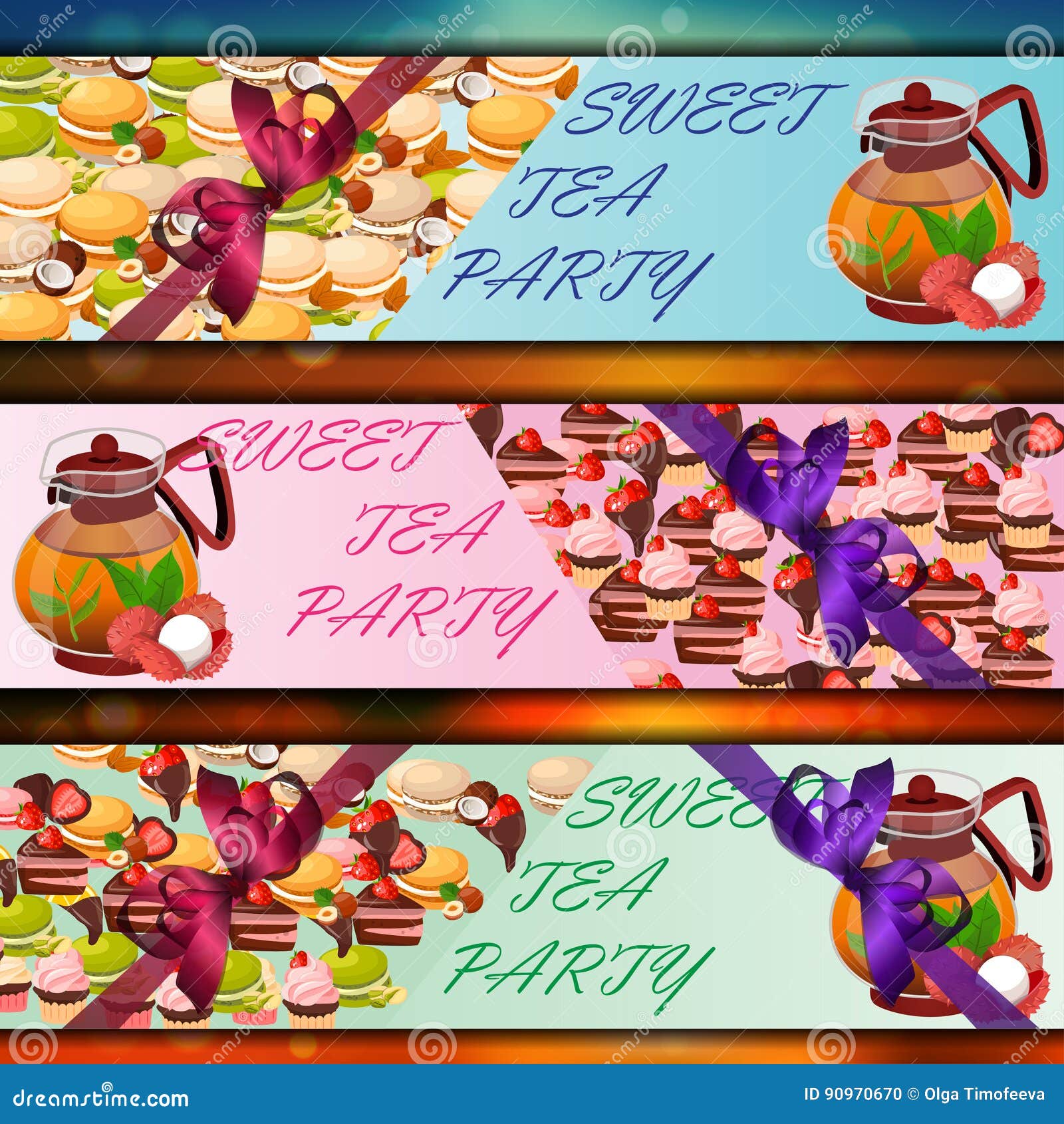 Banner set with sweets stock vector. Illustration of cookie - 90970670