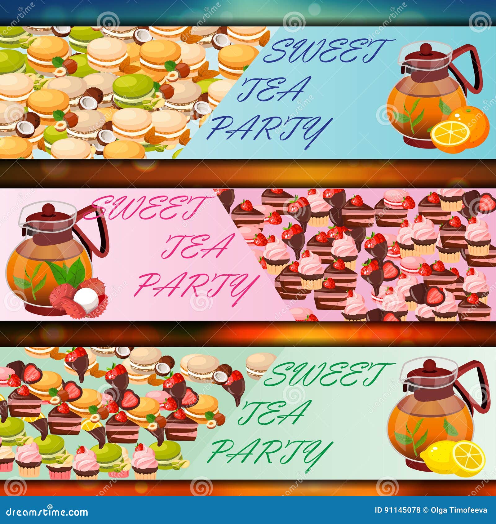 Banner set with sweets stock vector. Illustration of chocolate - 91145078