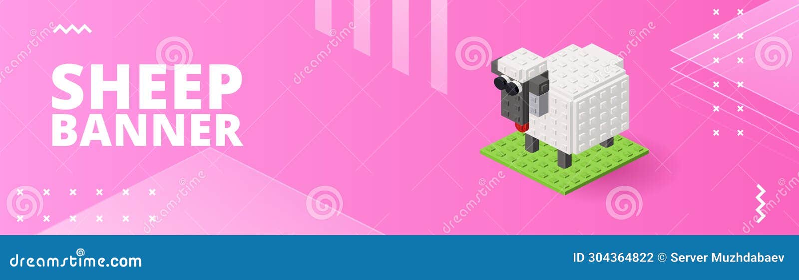 Banner with Sheep for Print and Design. Vector Illustration. Stock ...