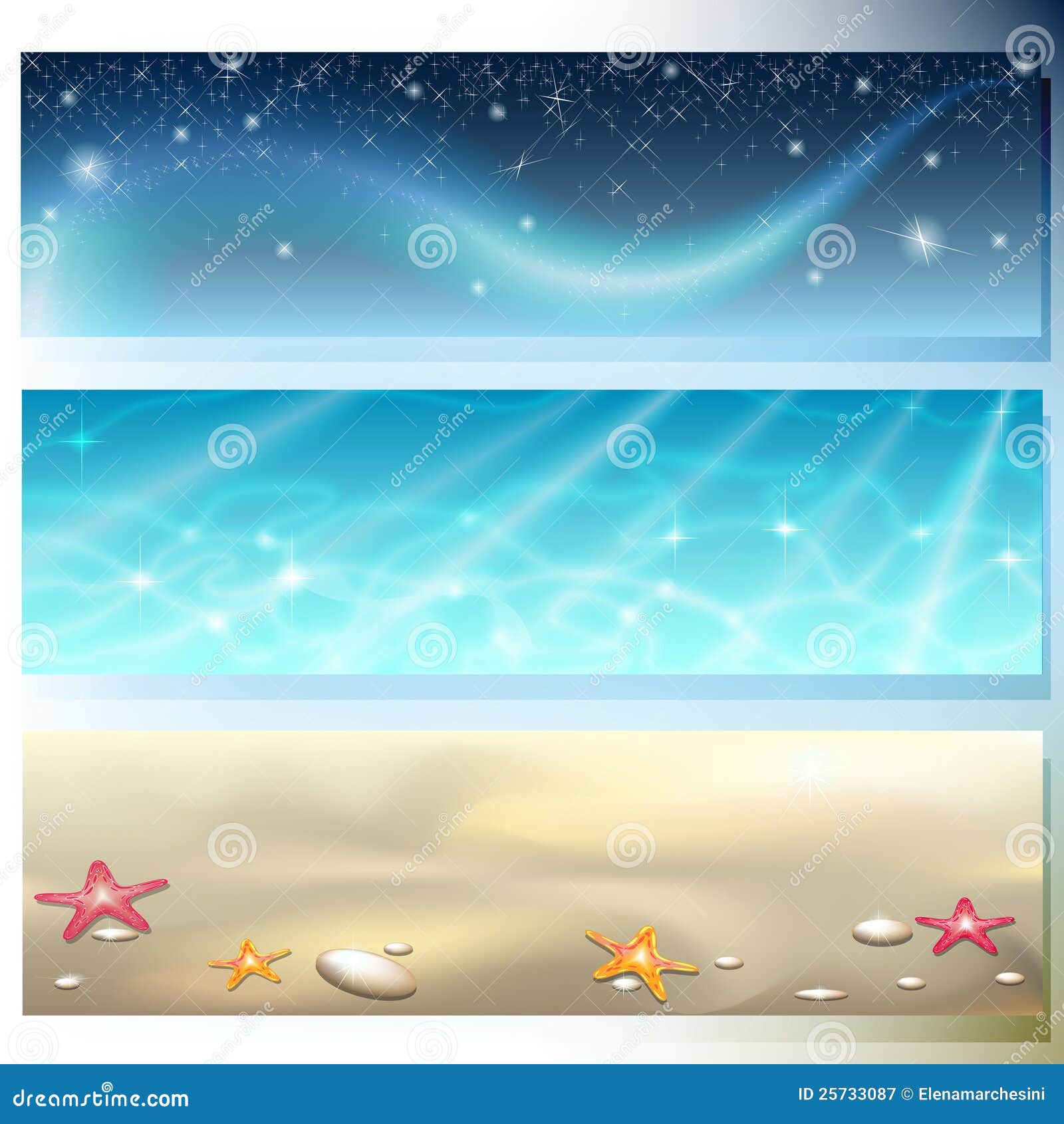 Banner with Sky, Sea and Sand Stock Vector - Illustration of azure ...