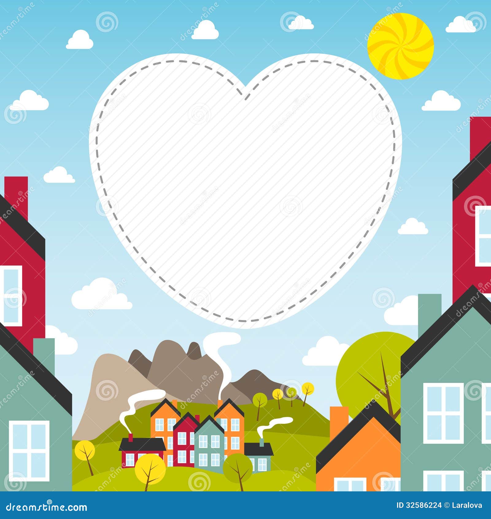 Banner with small town stock vector. Illustration of decoration - 32586224