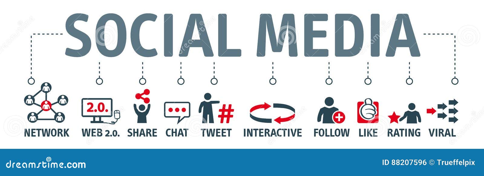 Banner Social Media. Icons and Keywords Stock Illustration ...