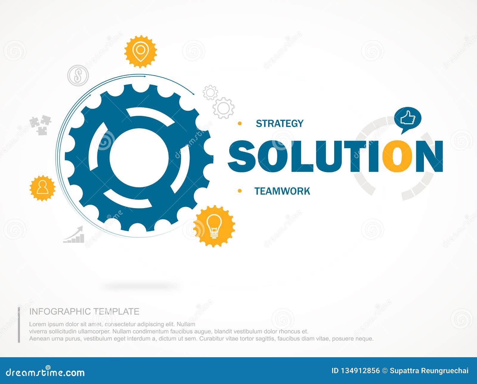 Banner Solution and Gear Concept. Stock Illustration - Illustration of ...