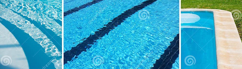 Banner with Some Swimming Pools for Background Stock Photo - Image of ...
