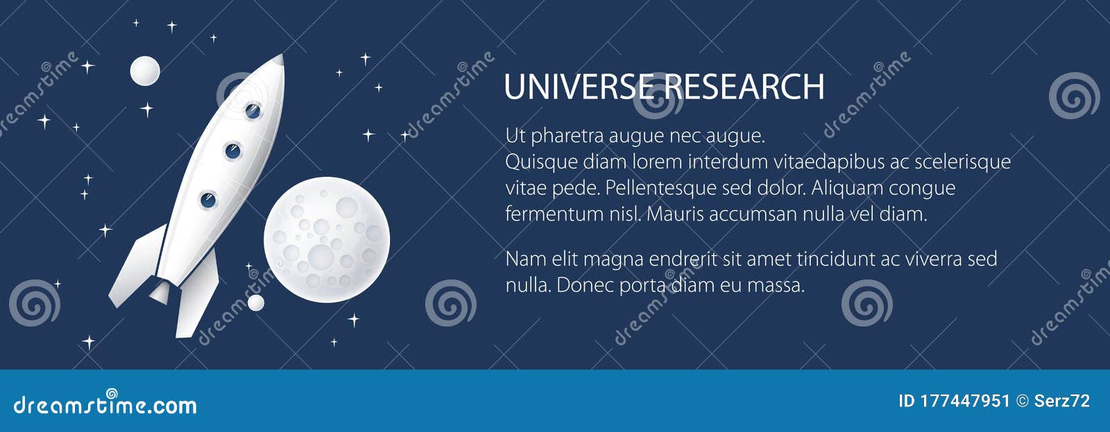 Banner with Space Rocket Flying in Space Stock Vector - Illustration of ...