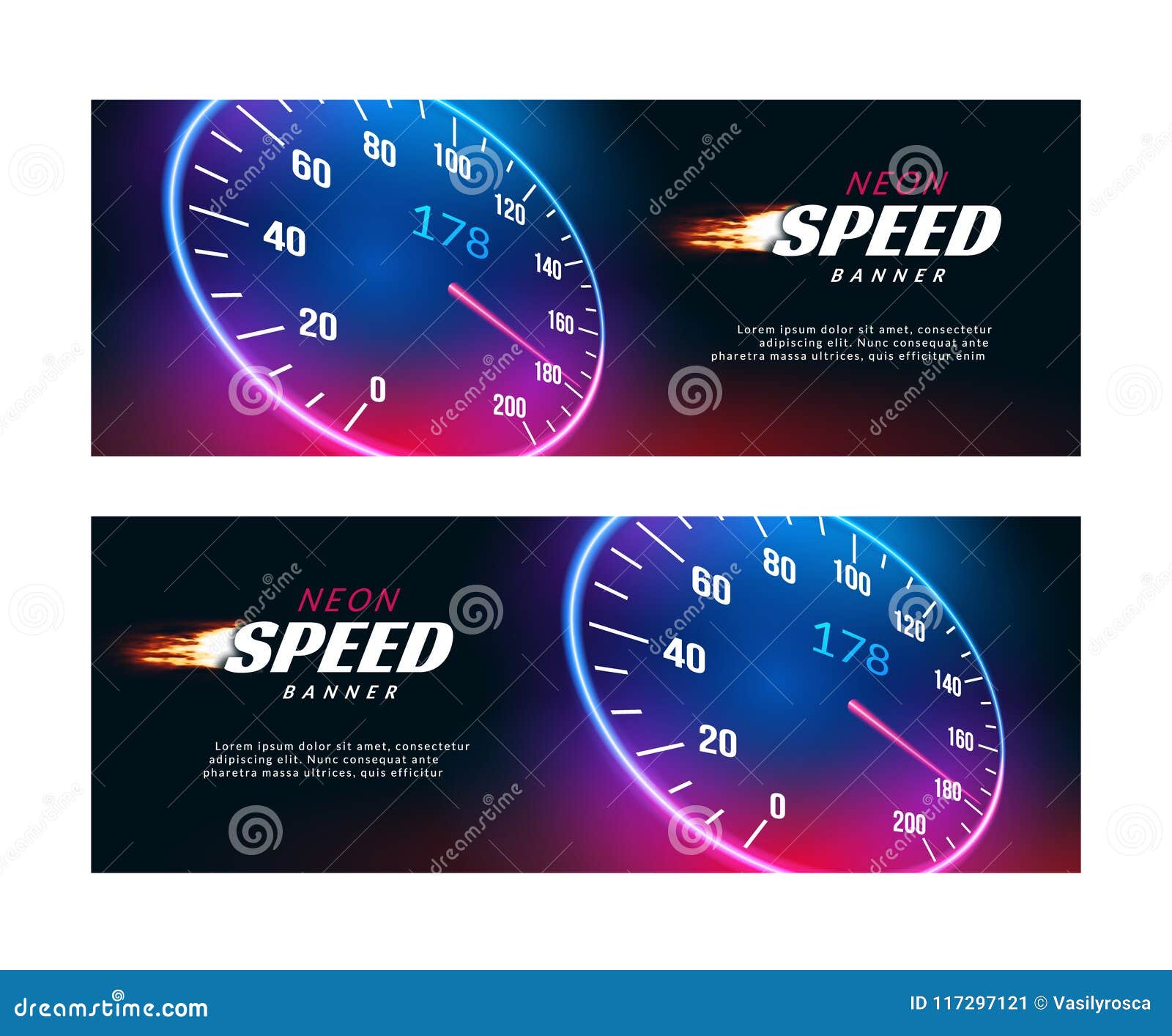 Banner Speed Car. Speedometer Fast Action Poster or Flyer Design Stock ...