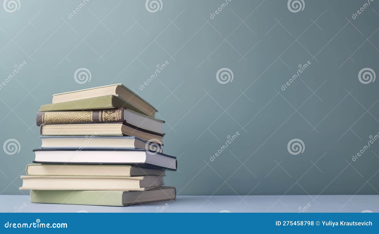 Banner with Stack of Books. Generative AI Stock Illustration ...