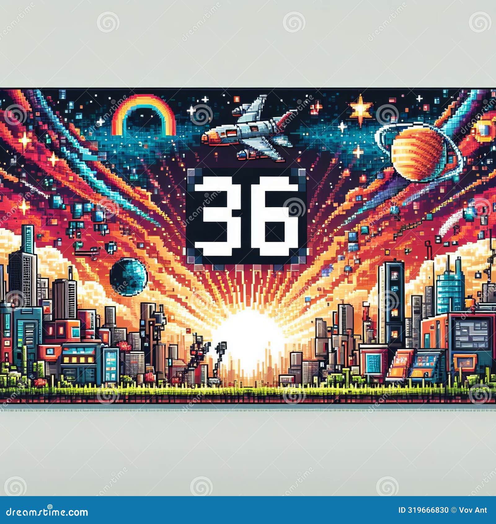 143 36. a Banner in the Style of a Retro Video Game Screen, Wit Stock ...