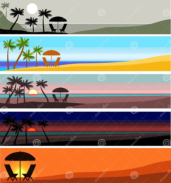 Banner with Sunset stock vector. Illustration of rest - 18999559