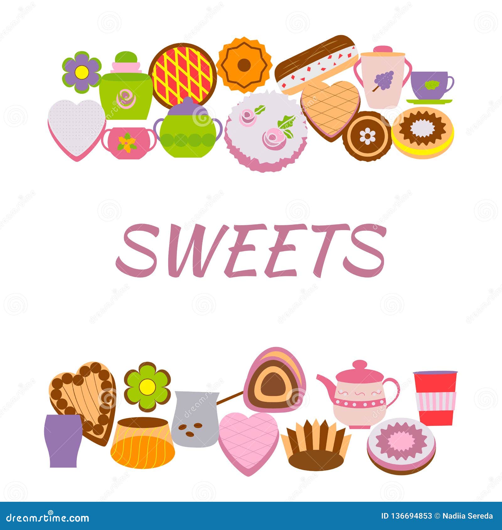 Banner Set With Sweets Cartoon Vector | CartoonDealer.com #90971137