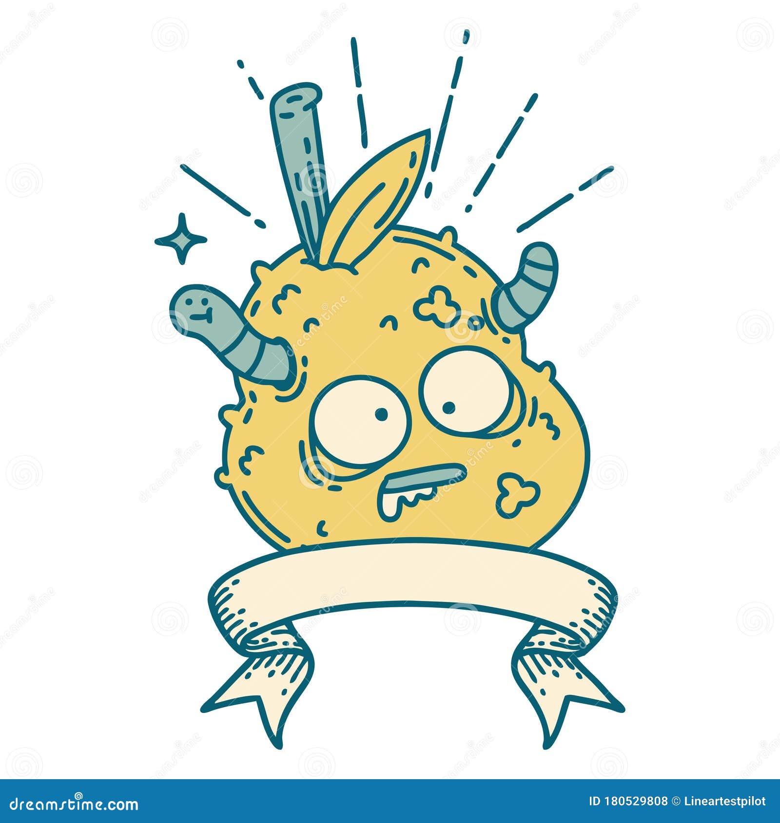 Banner with Tattoo Style Rotten Pear Stock Vector - Illustration of ...