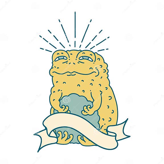 Banner with Tattoo Style Toad Character Stock Vector - Illustration of ...