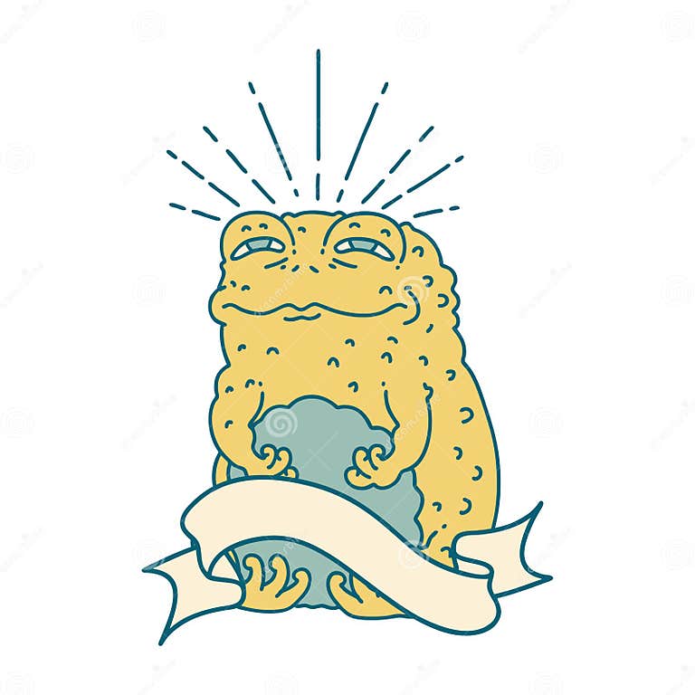 Banner with Tattoo Style Toad Character Stock Vector - Illustration of ...