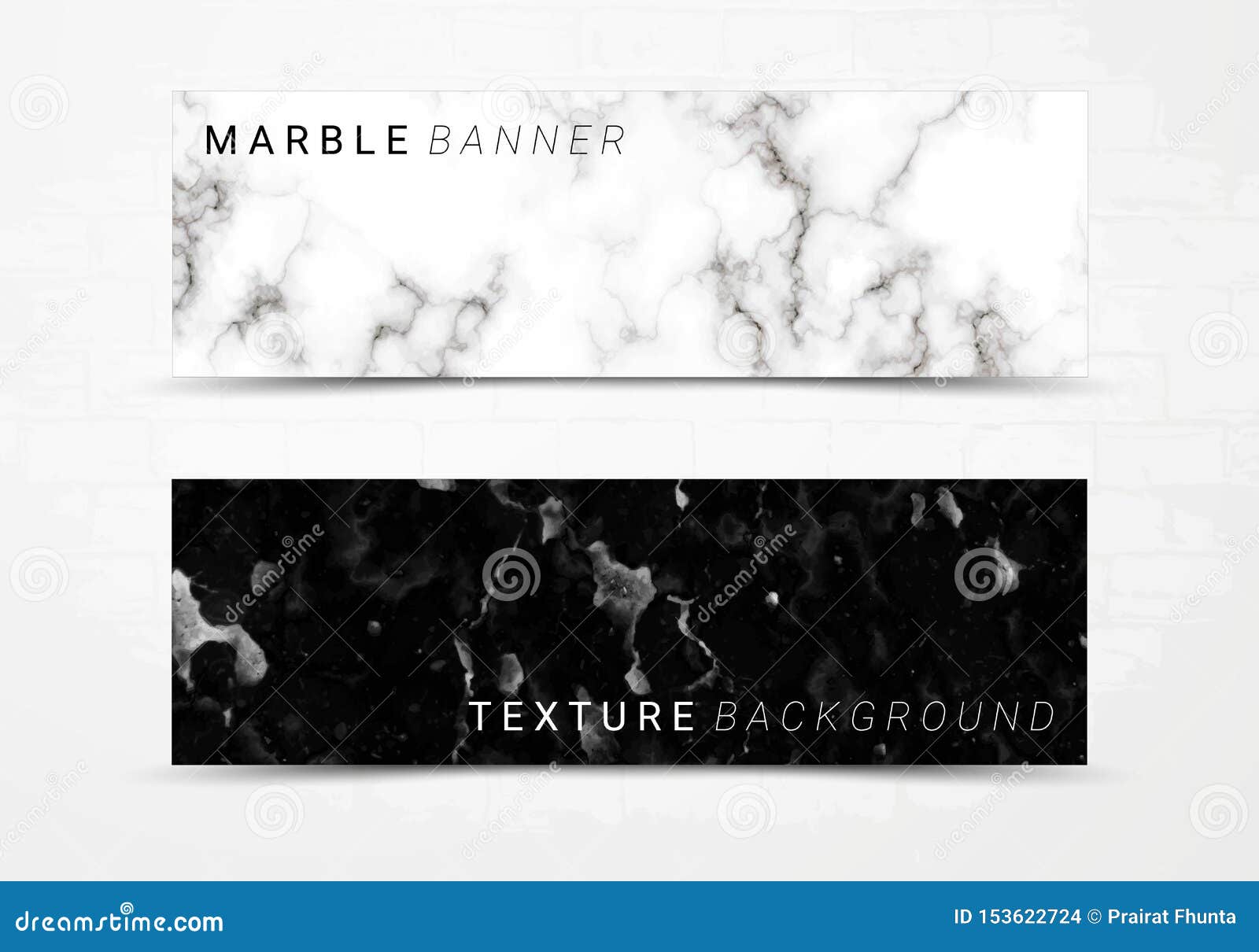 Banner Template of Black and White Marble Texture Background. Stock ...