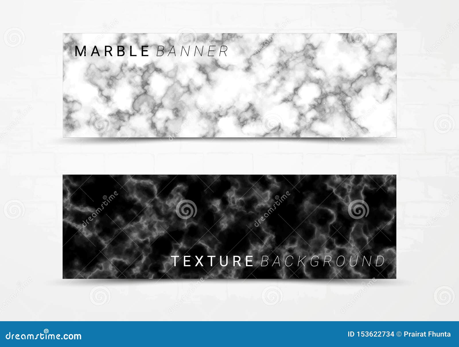 Banner Template of Black and White Marble Texture Background. Stock ...