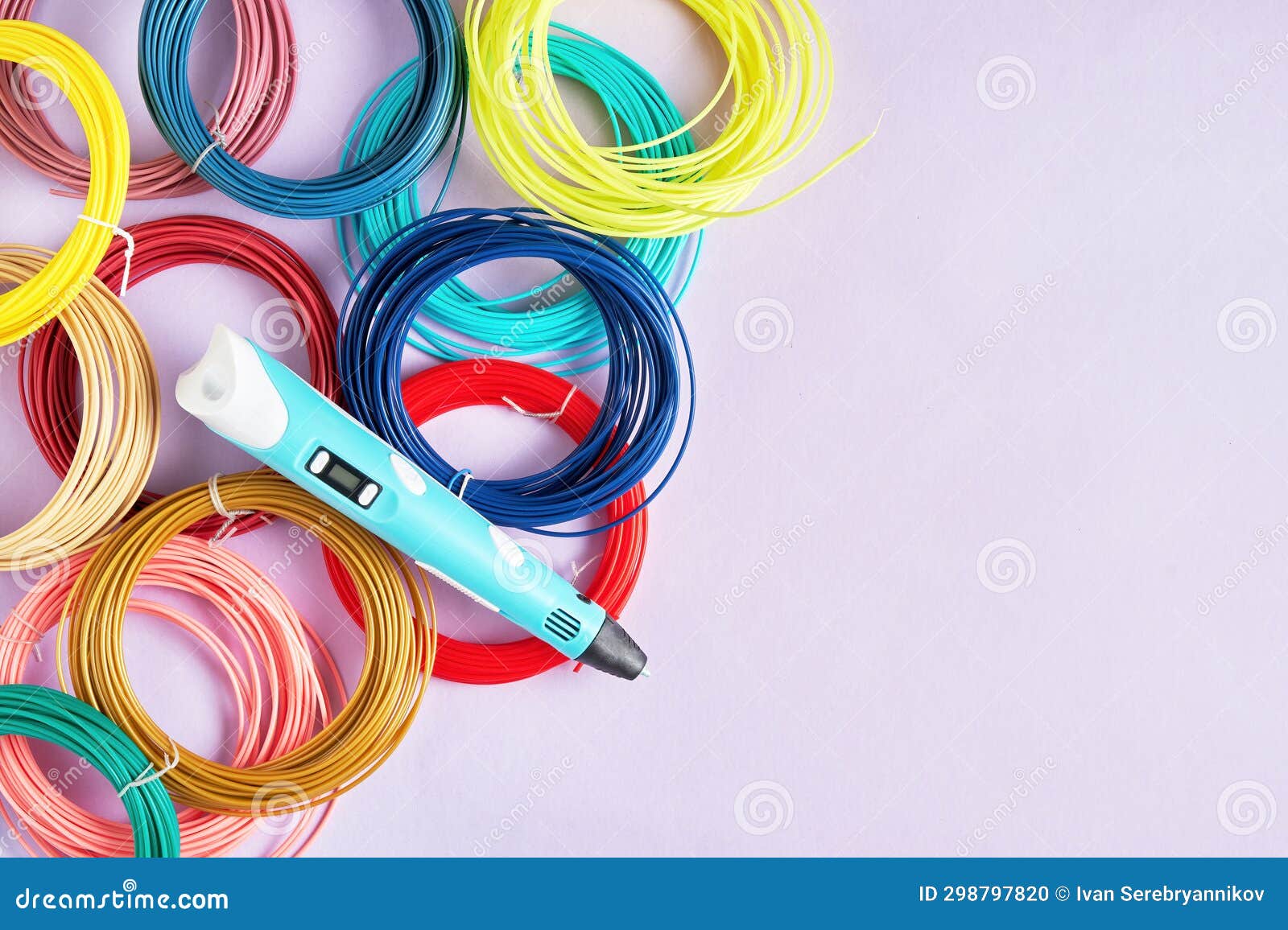 Banner Template with a Bunch of Colorful Plastic Strings and Modern 3D ...