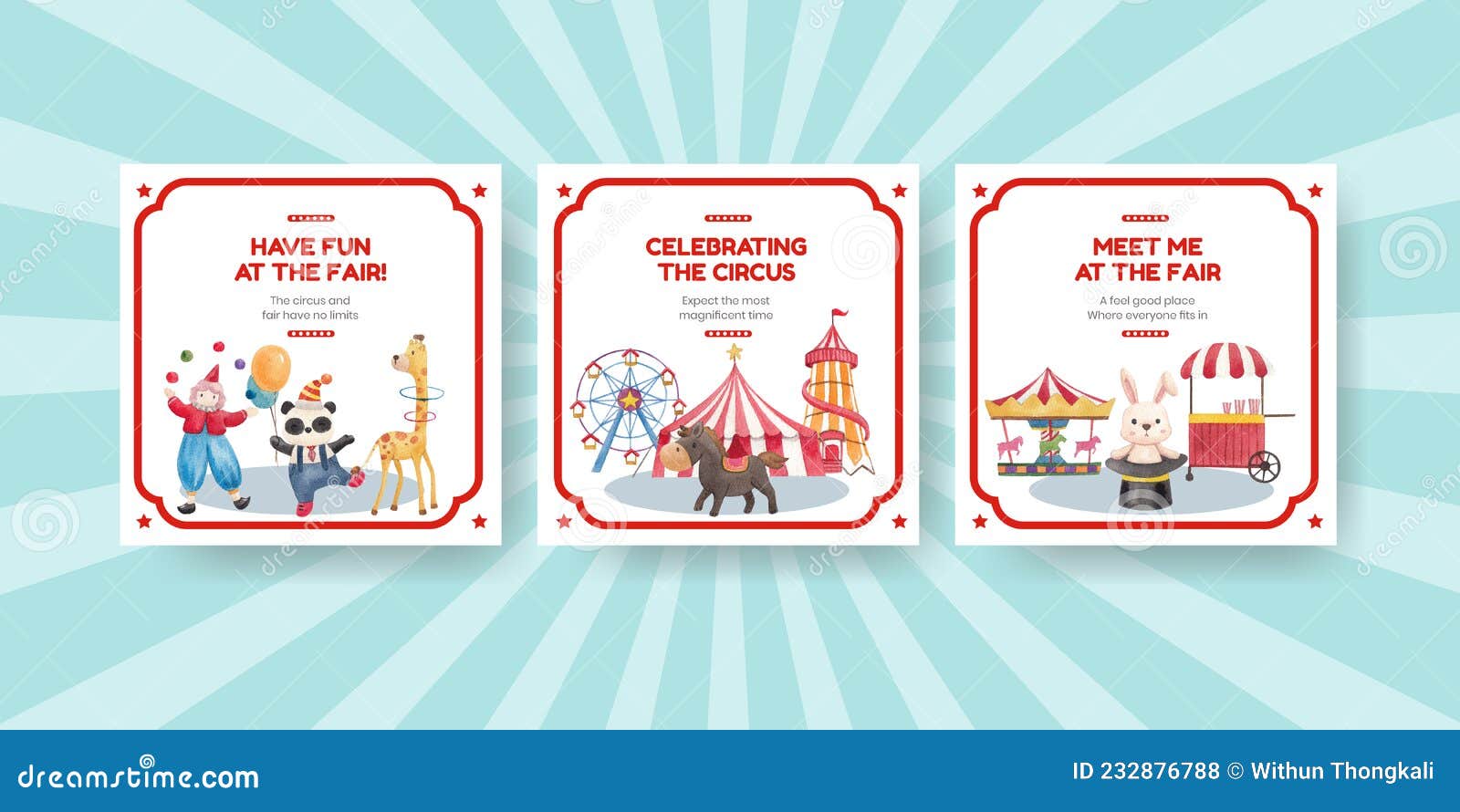 Banner Template with Circus Funfair Concept,watercolor Style Stock ...