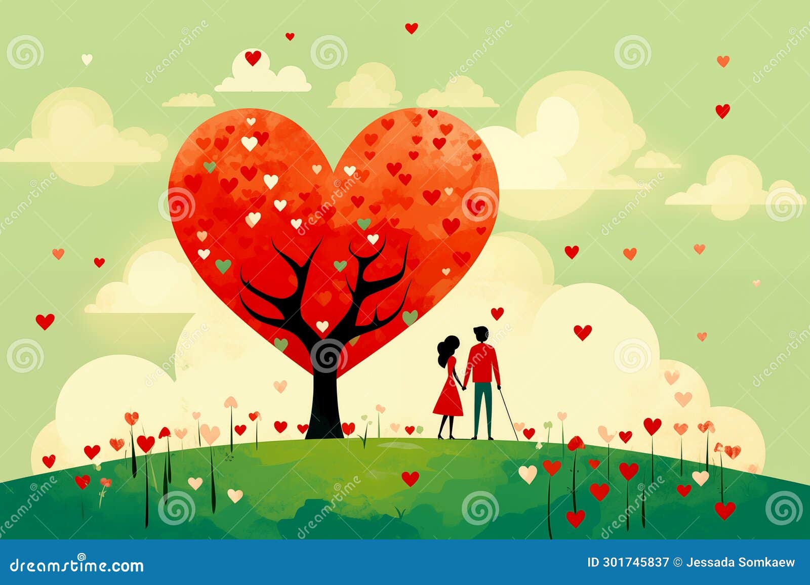 5000X3333 Pixel, 300 DPI, Valentine Day, Cute Tree Couple Love, Heart ...
