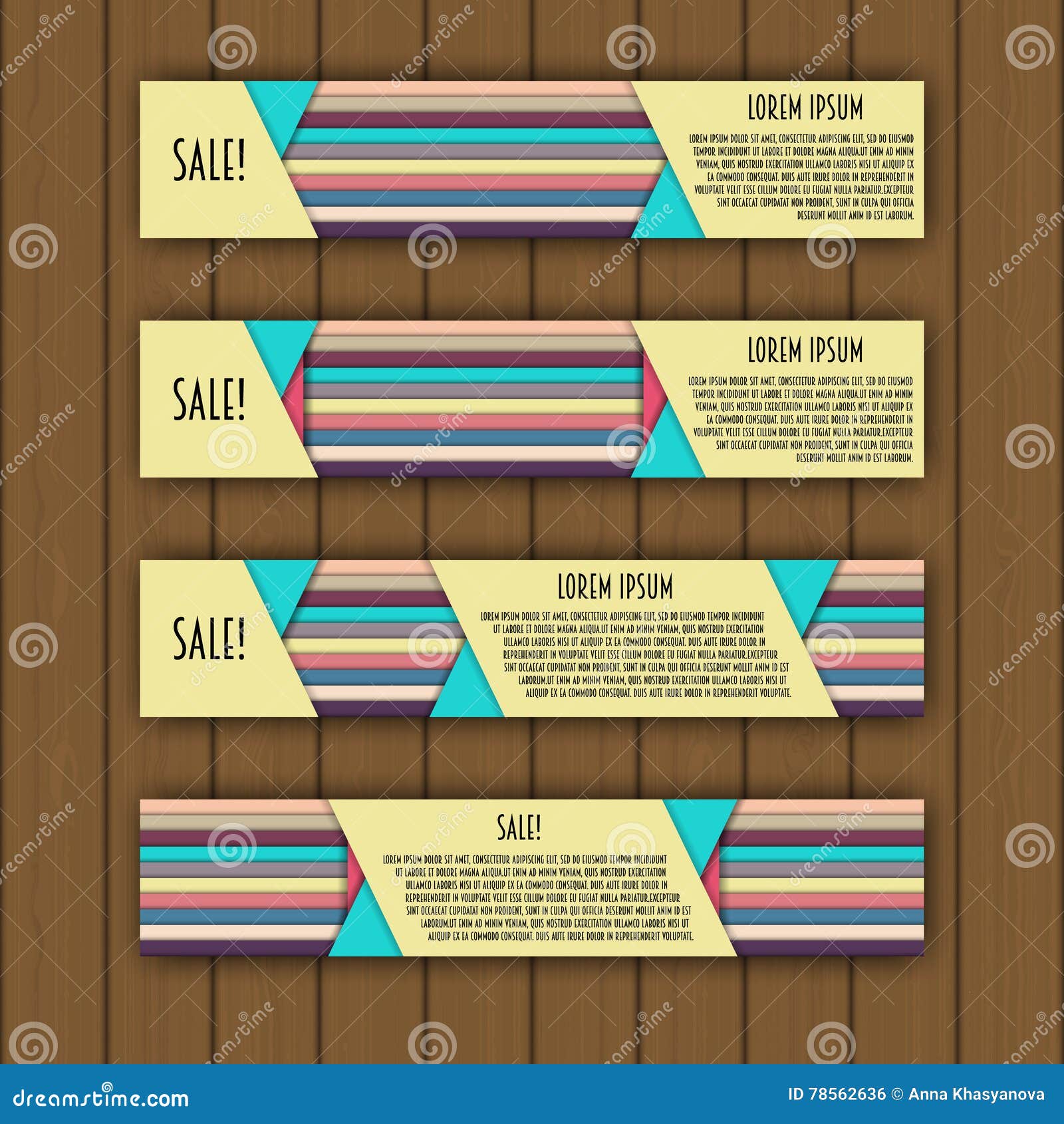 Banner Template with 3D Paper Colorful Lines Stock Illustration ...