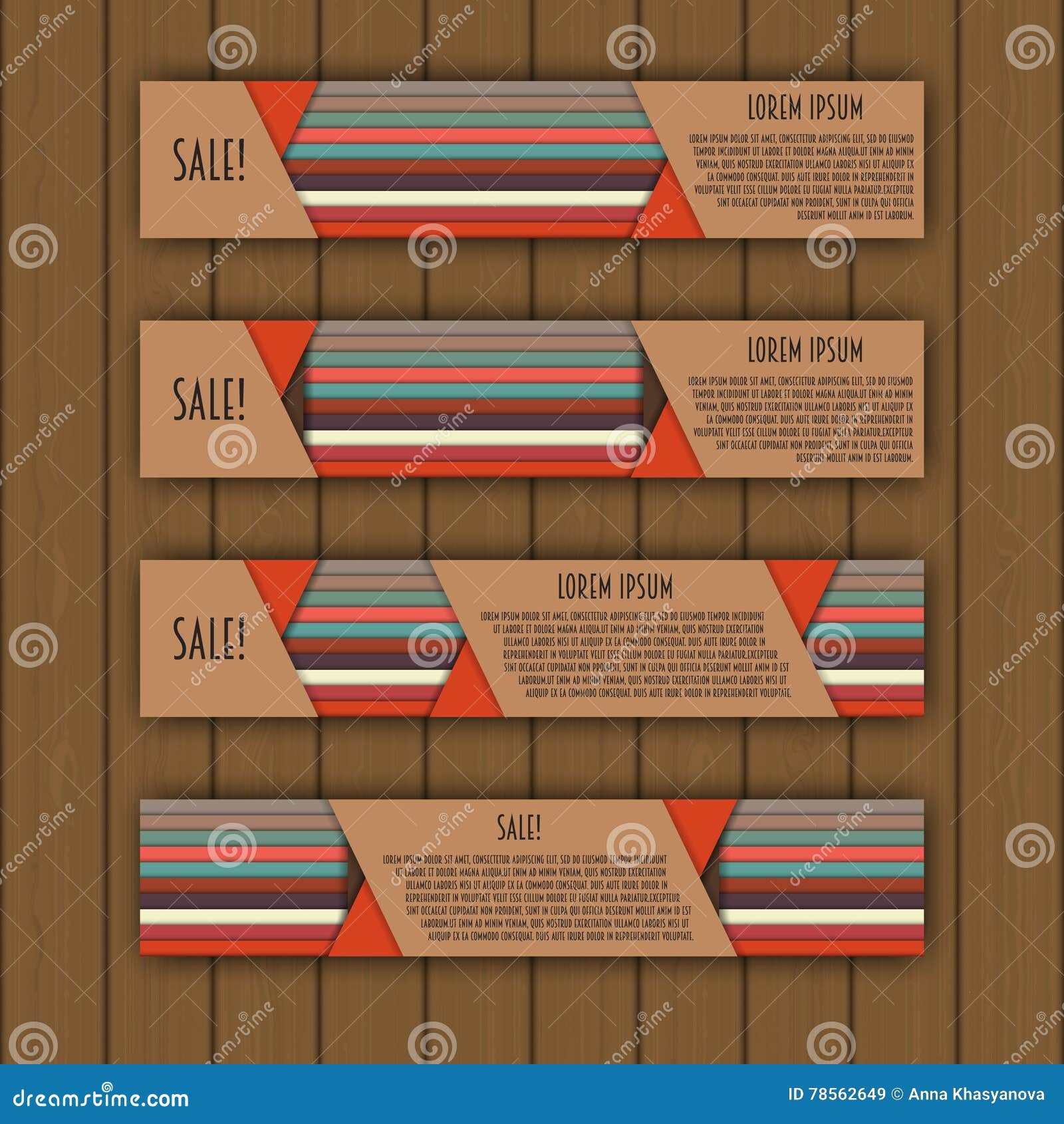 Banner Template with 3D Paper Colorful Lines Stock Illustration ...