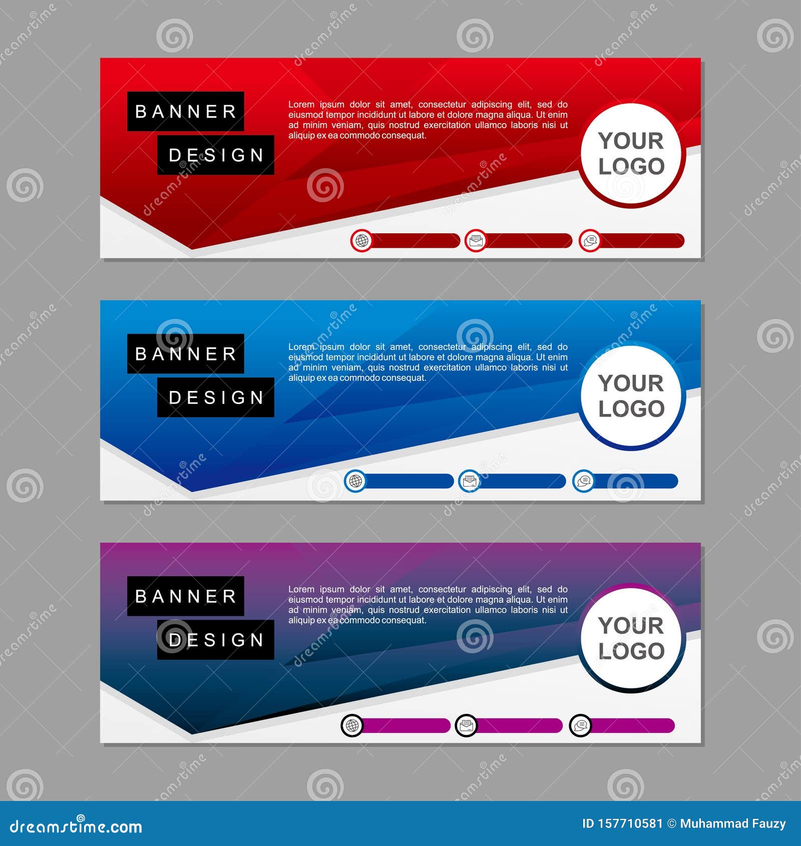 Banner Template Design with Red and Blue Color Stock Illustration ...