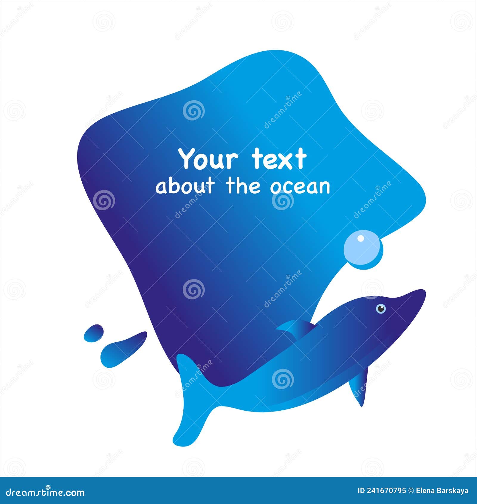 Banner Template with a Dolphin on a White Background Stock Vector ...