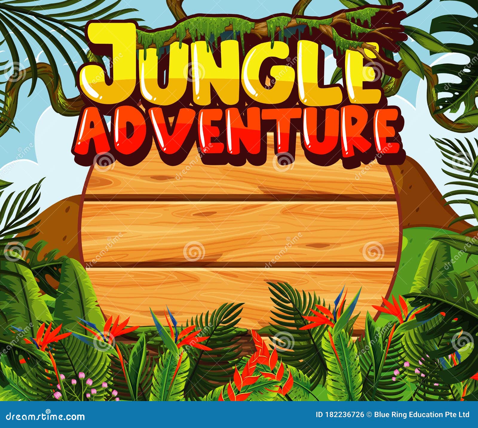 Banner Template with Forest in Background Stock Vector - Illustration ...