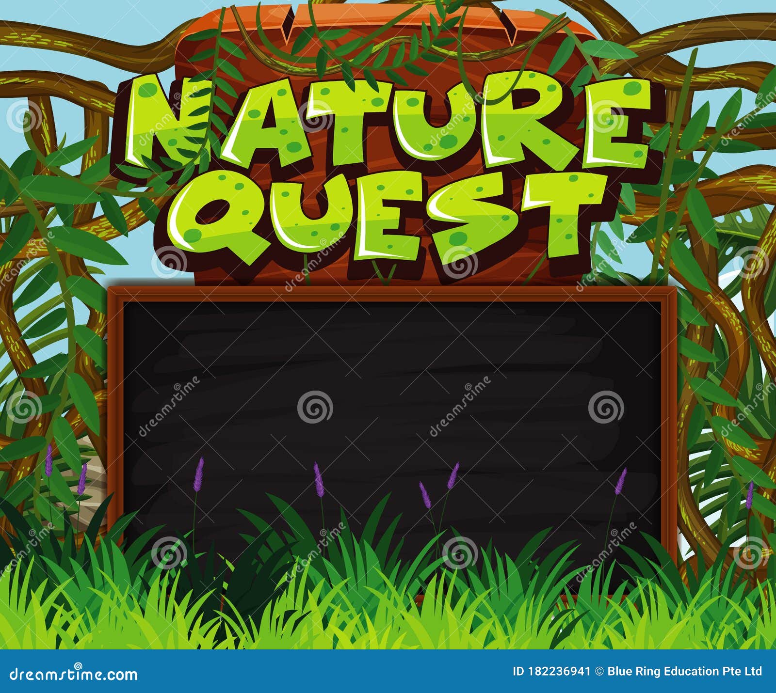 Banner Template with Forest in Background Stock Vector - Illustration ...