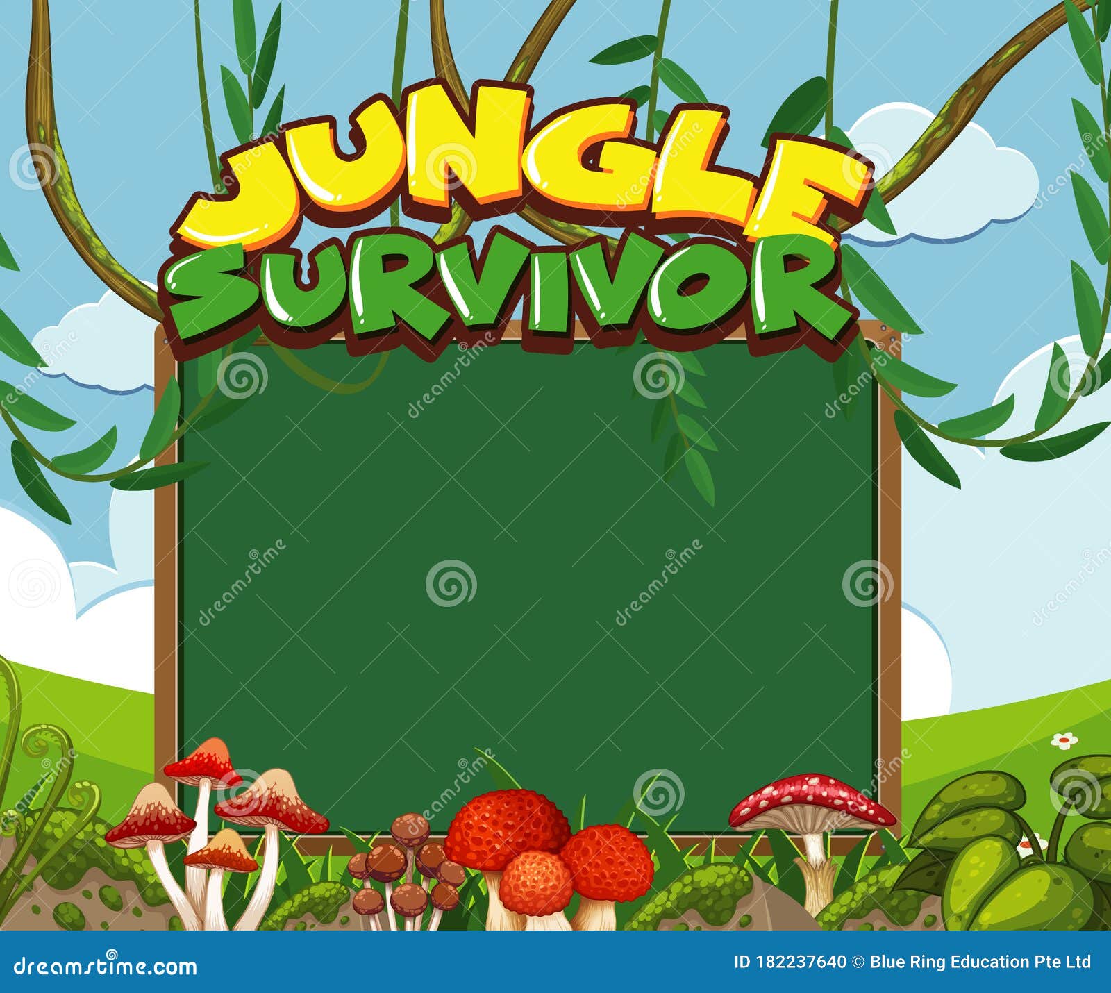 Banner Template with Forest in Background Stock Vector - Illustration ...