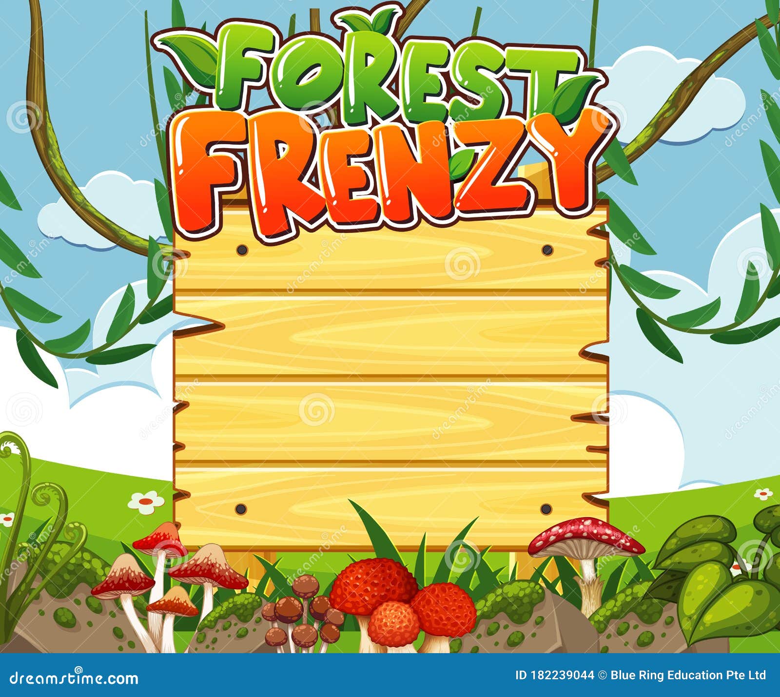 Banner Template with Forest in Background Stock Vector - Illustration ...