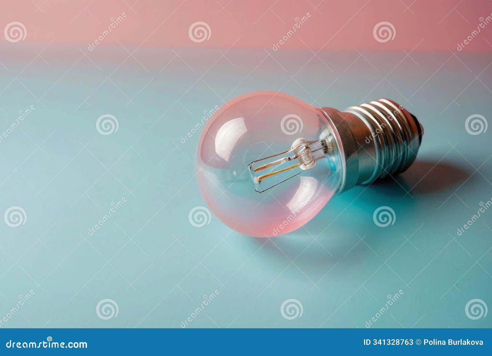 Banner Template, Glowing Light Bulb Lies on a Blue Pastel Background ...