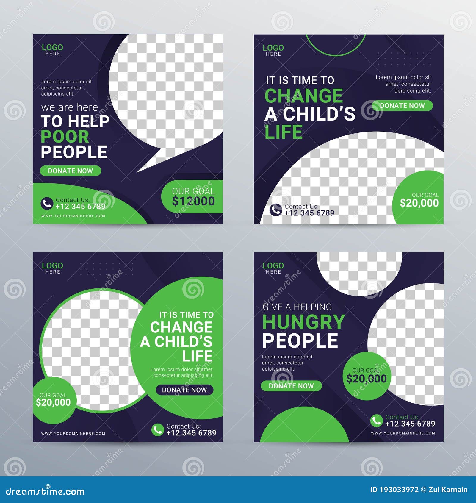 Charity and Donation Social Media Post Template Vector Stock Vector ...