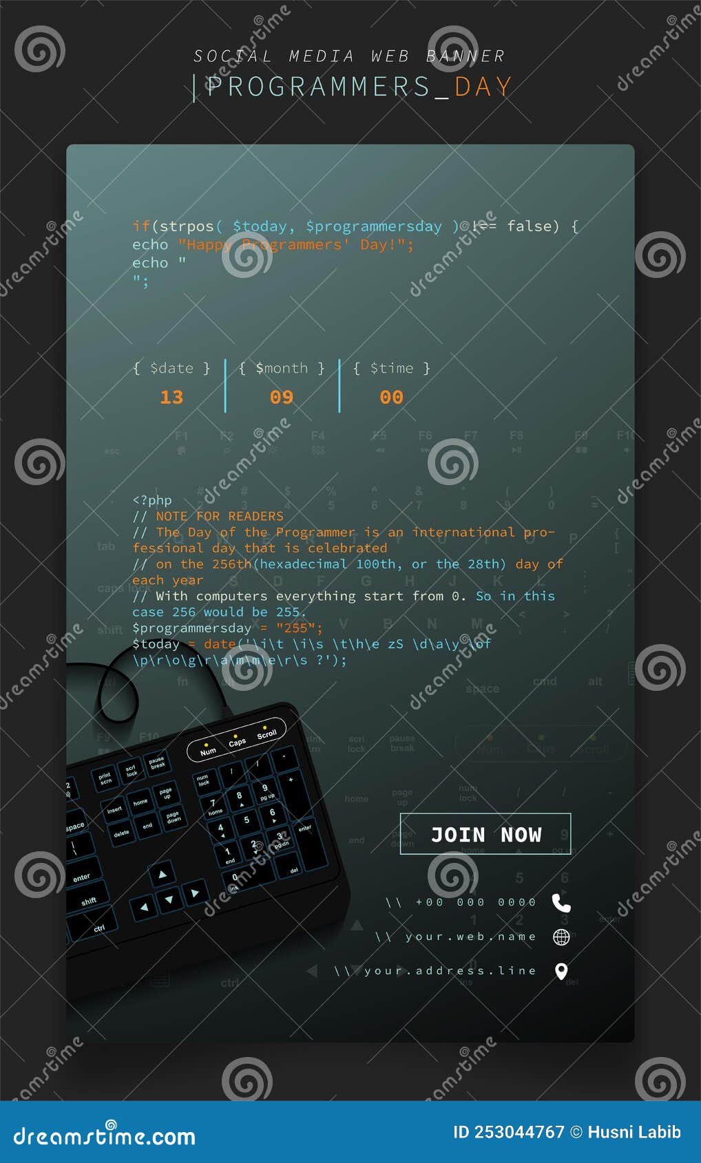 Banner Template with Keyboard Design in Green Gradient Background for ...
