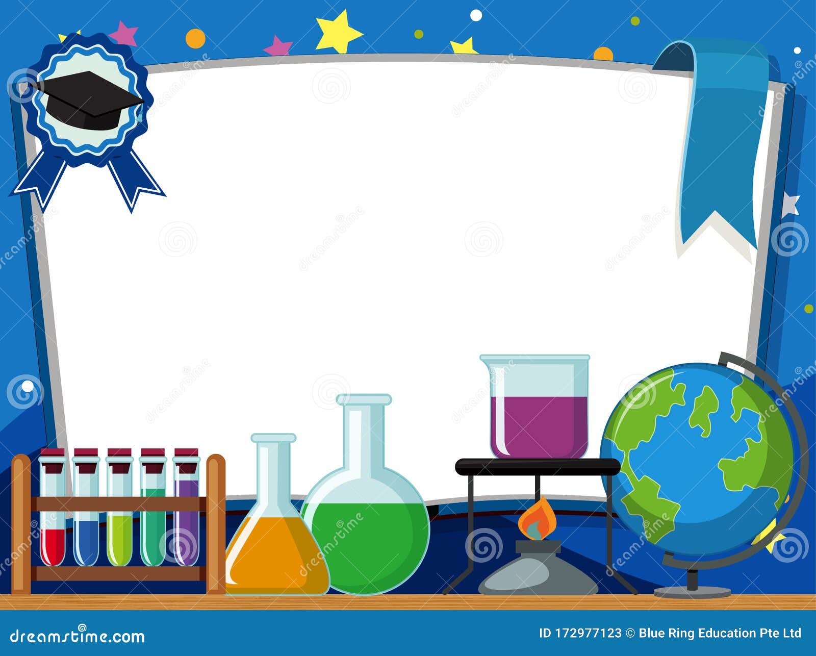 Banner Template with Lab Equipments on the Table Background Stock ...