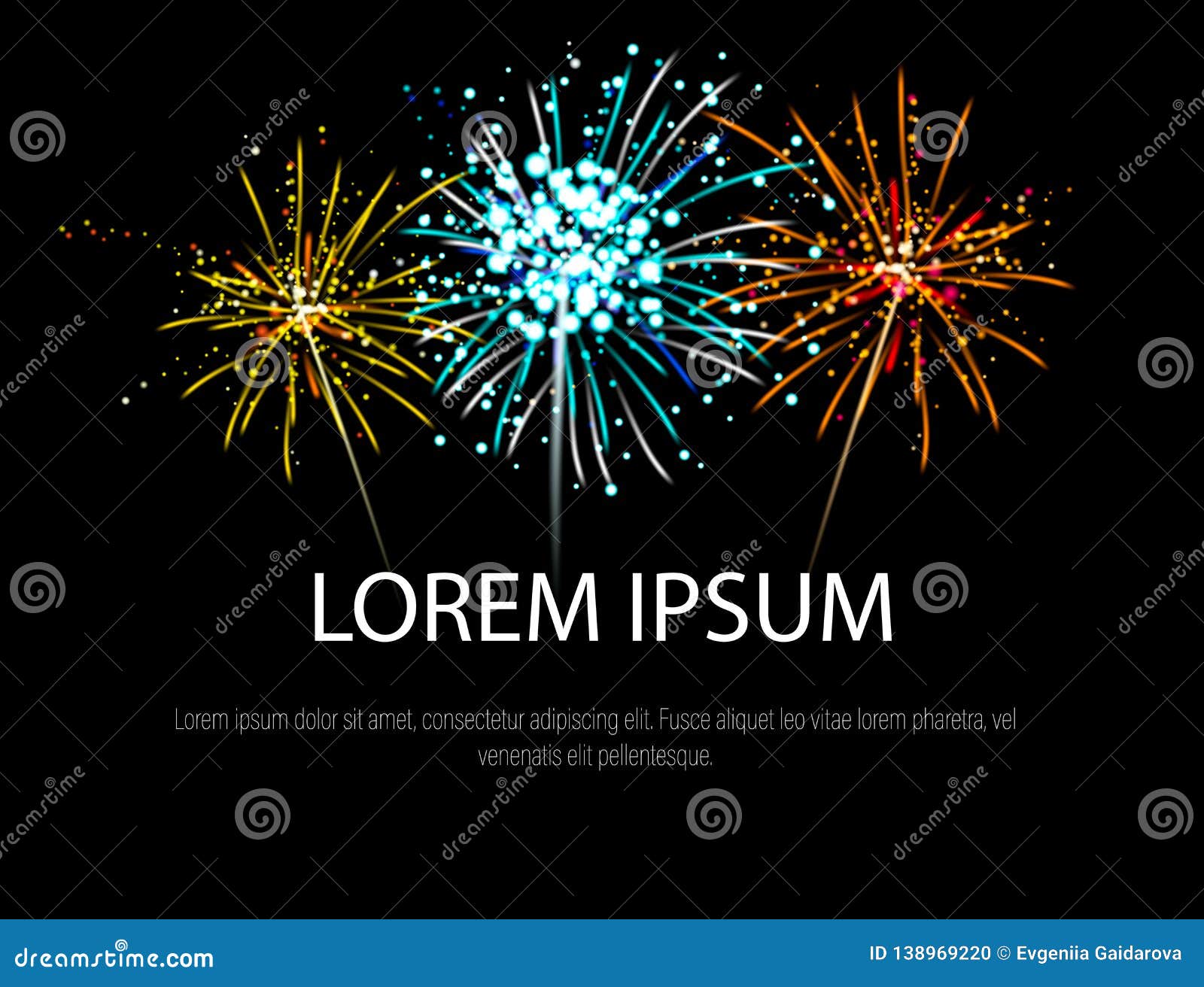 Banner Template with Realistic Yellow, Blue, Orange Firecracker. Stock ...