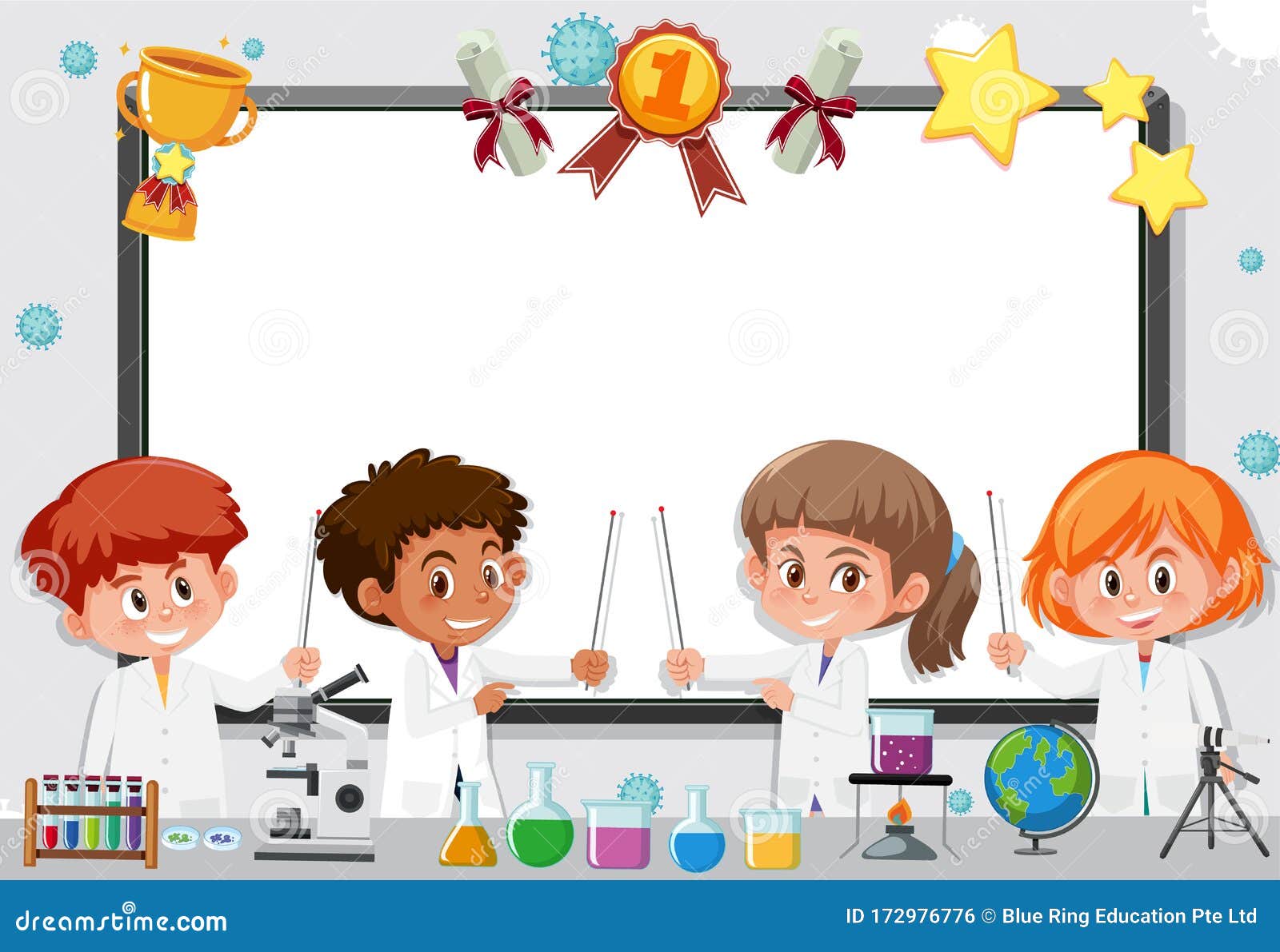 Banner Template with Science Students Working in the Lab Stock Vector ...