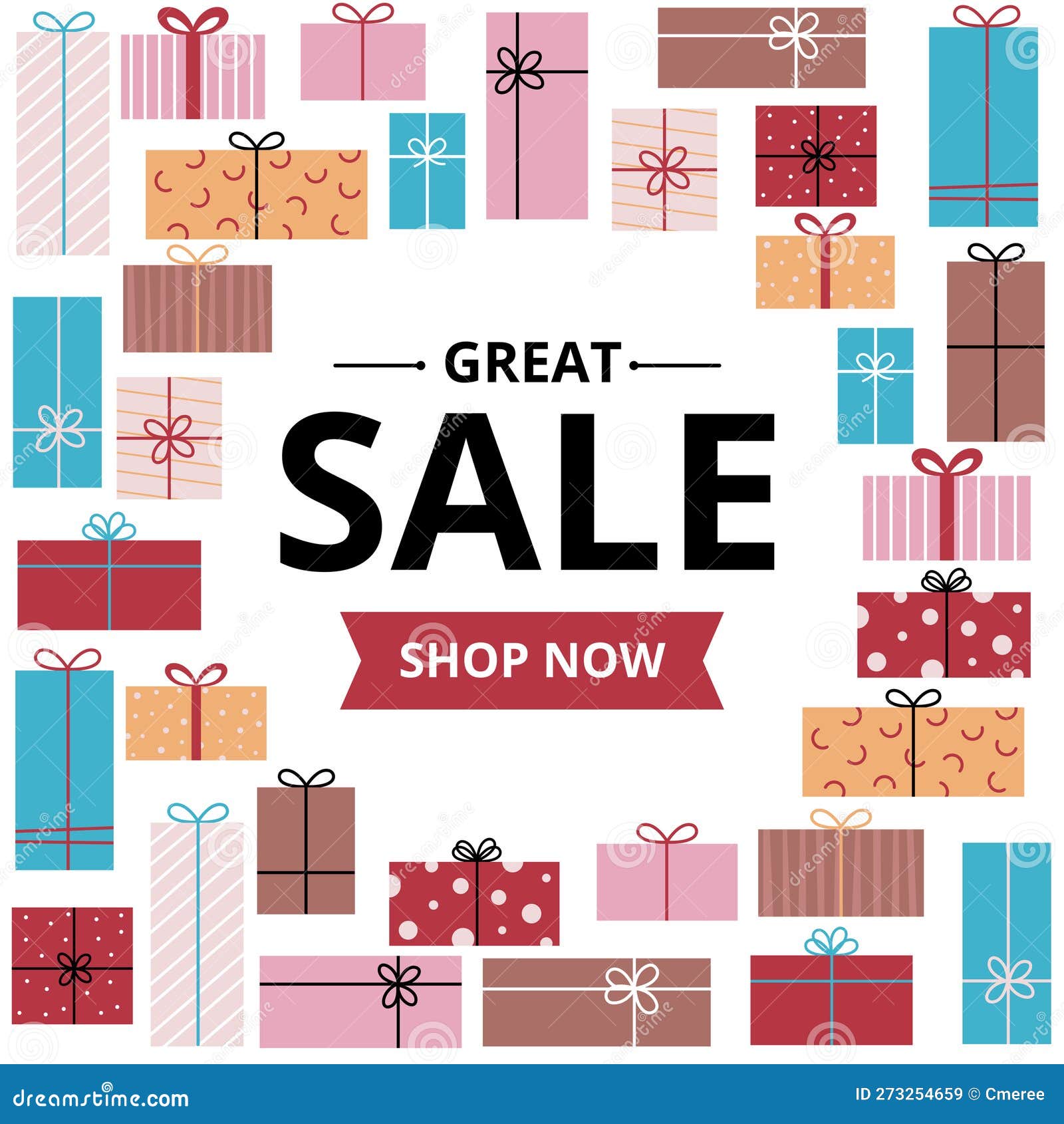 Banner Template with Simple Gift Boxes Stock Vector - Illustration of ...