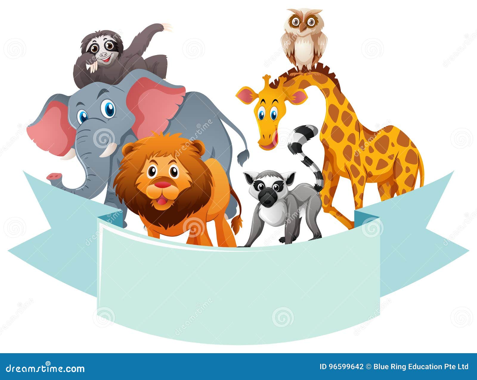 Banner Template with Wild Animals Stock Vector - Illustration of ...