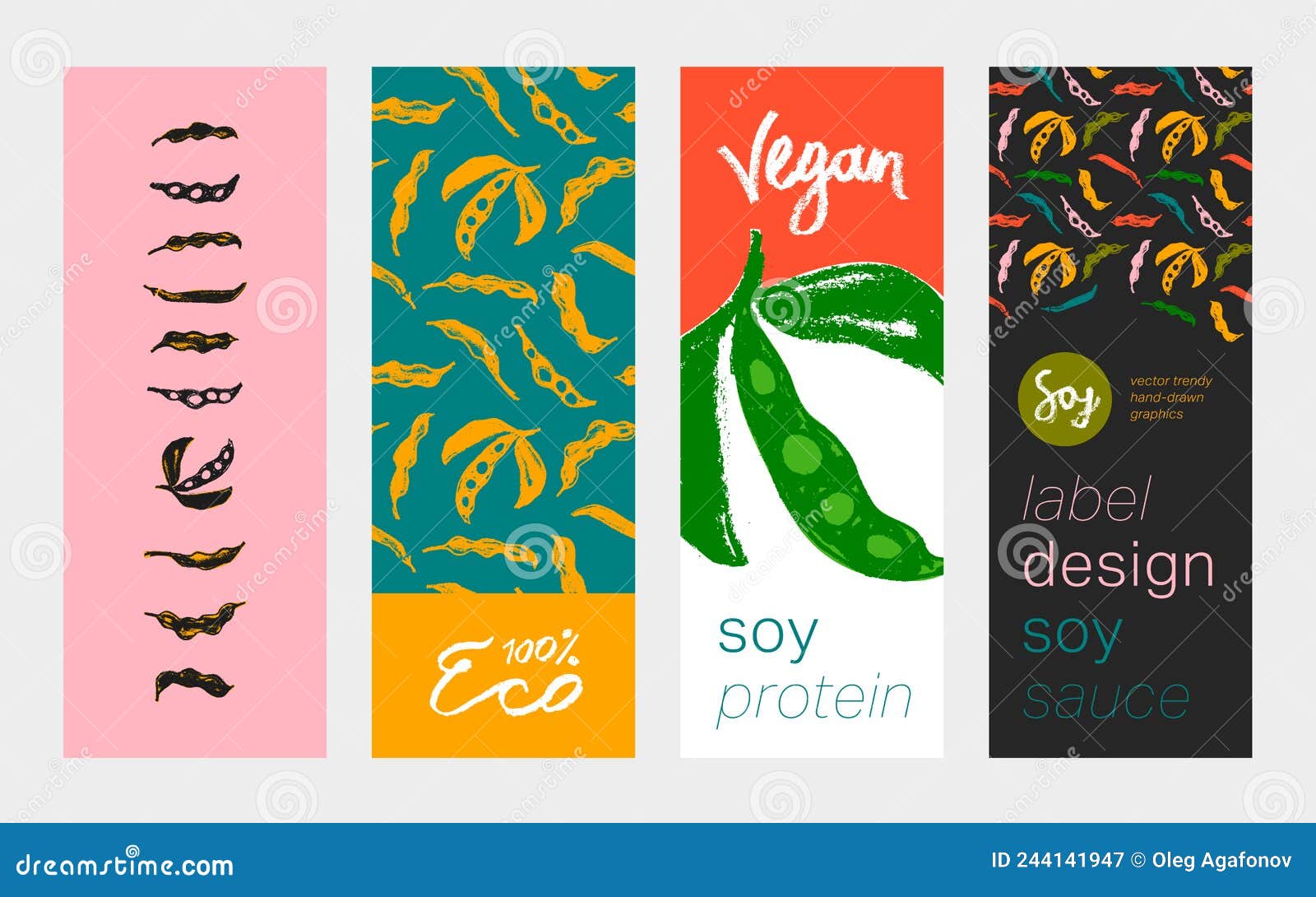 Vector Label Template with Soybean Pattern Seamless. Stock Vector ...